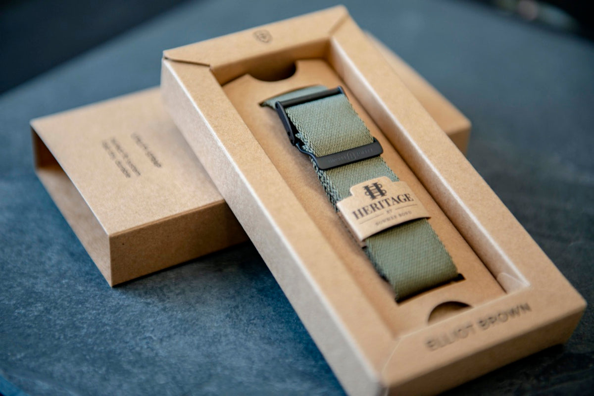 STR-N08: Grey-Green Webbing Strap - Elliot Brown Watches